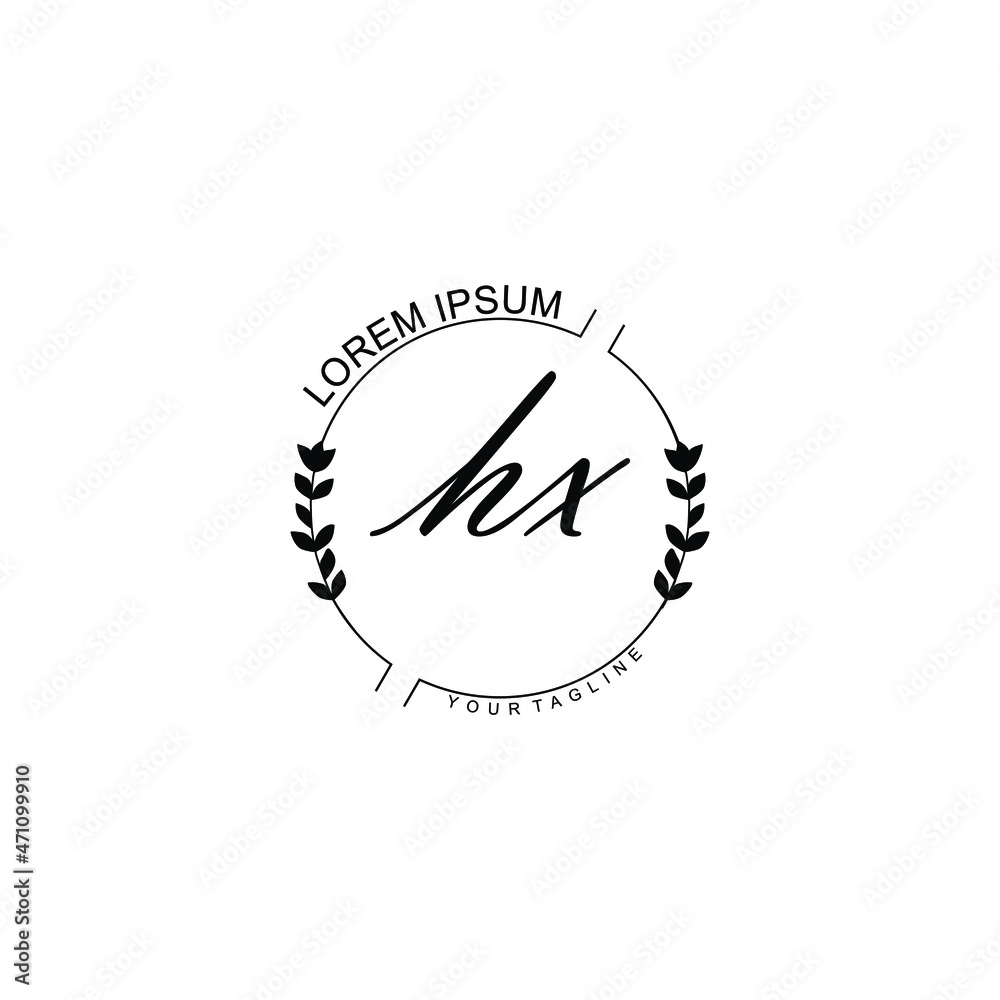 HX Initial calligraphy handwritten logo. Handwritten alphabet in the ...
