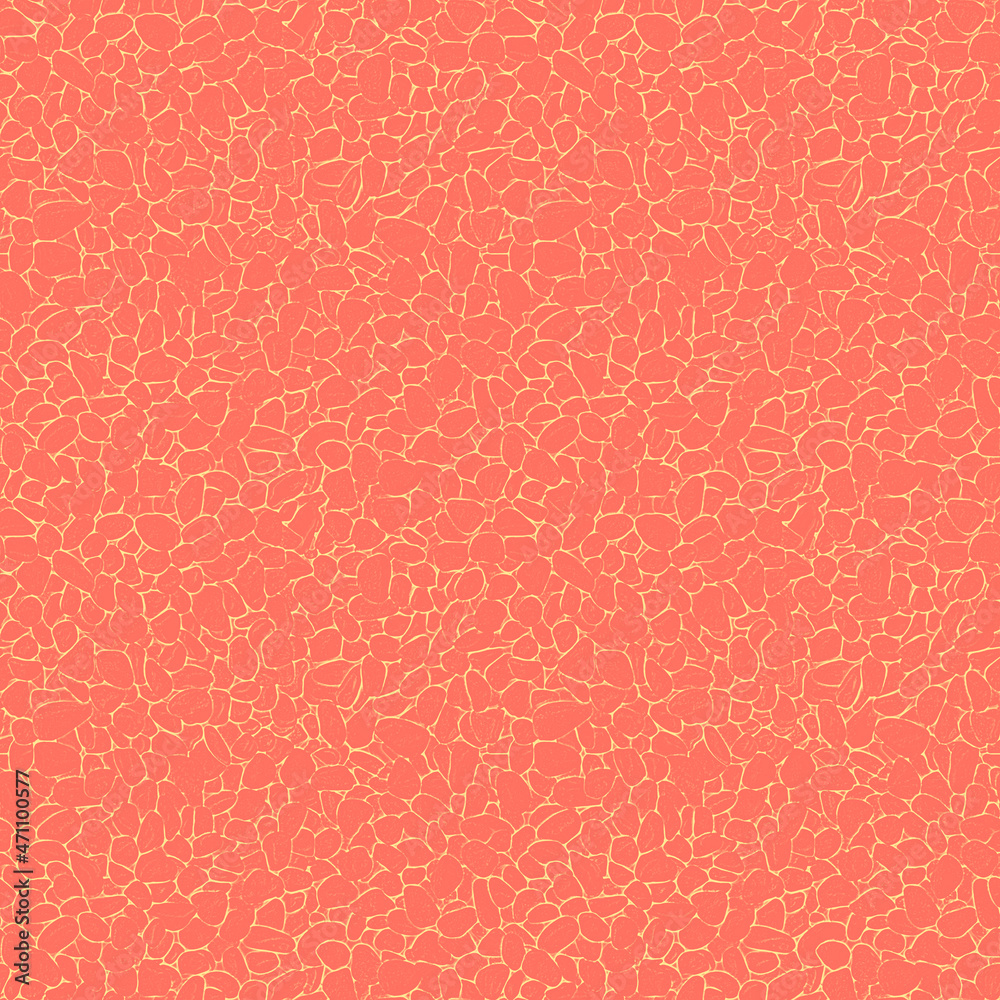 Seamless pattern of stones or smooth pebbles in coral color.Square ...