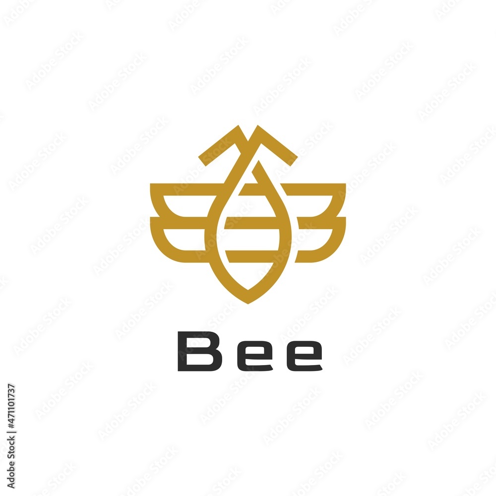 Modern and Minimal Bee logo design inspiration Stock Vector | Adobe Stock
