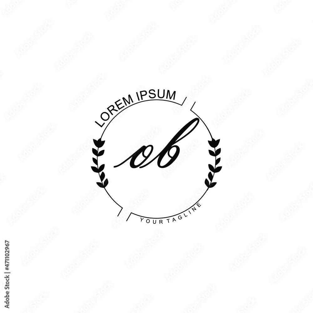 OB Initial calligraphy handwritten logo. Handwritten alphabet in the ...