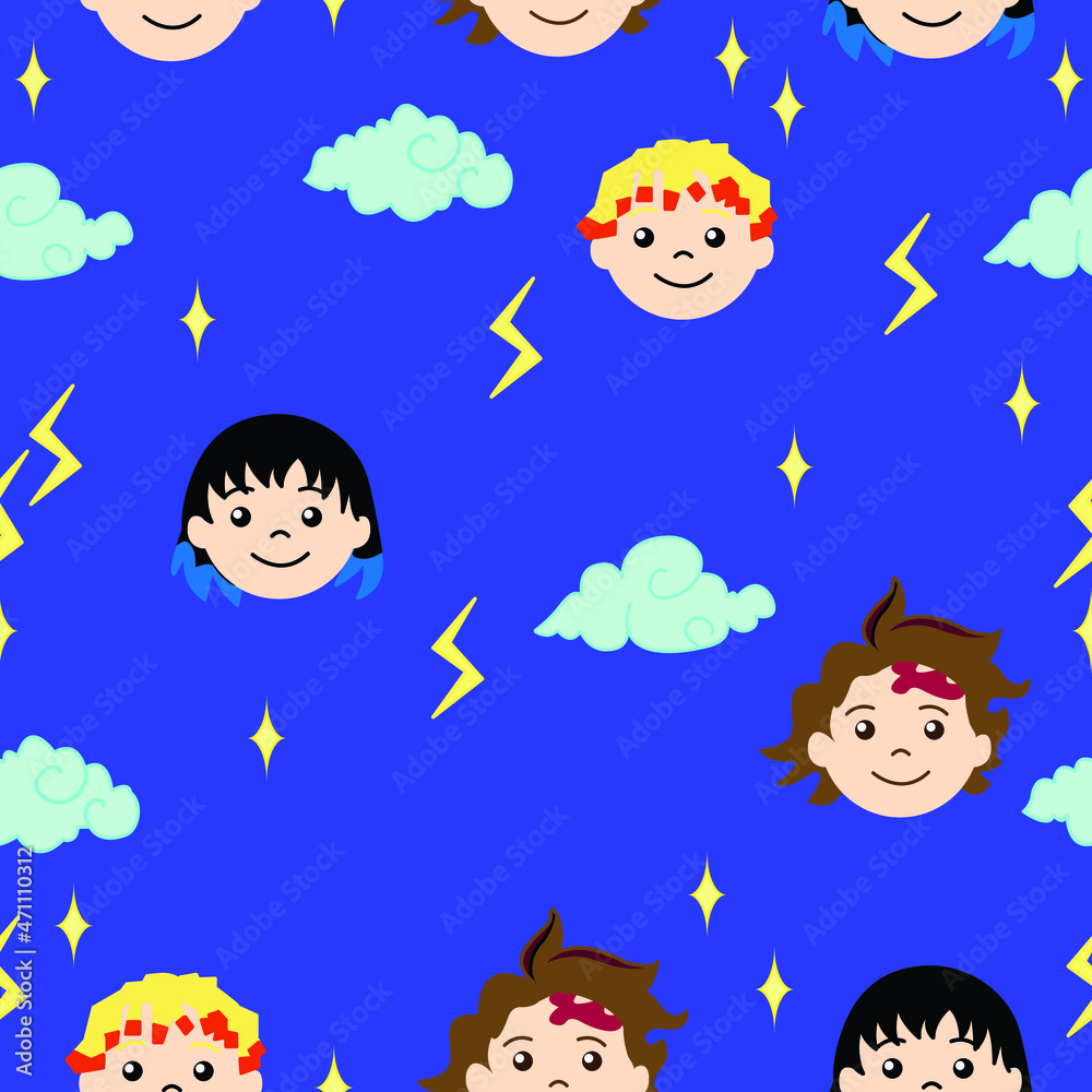 Demon Slayer, Kimetsu no Yaiba, theme pattern, blue background japanese ...