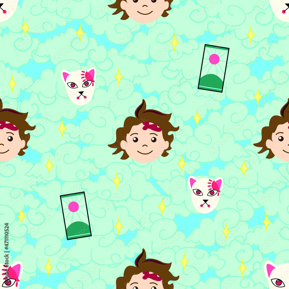 Tanjiro Mask Demon Slayer, Kimetsu no Yaiba, Stock Vector | Adobe Stock