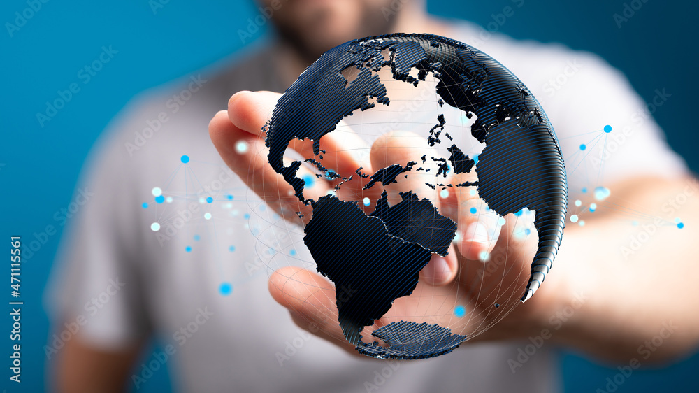 Global network concept. World map point. Global network planet Earth ...