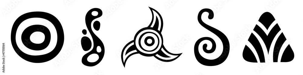 Abstract hand drawn icons set. Vector symbols, icons, isolated on white ...