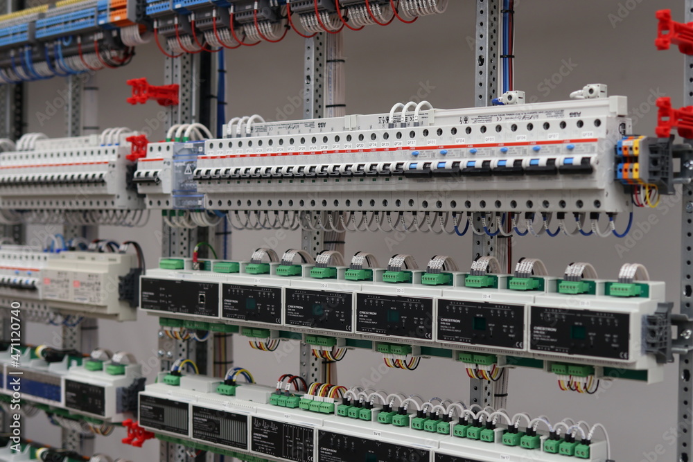 Crestron and Lutron automation modules in the control panel for process ...