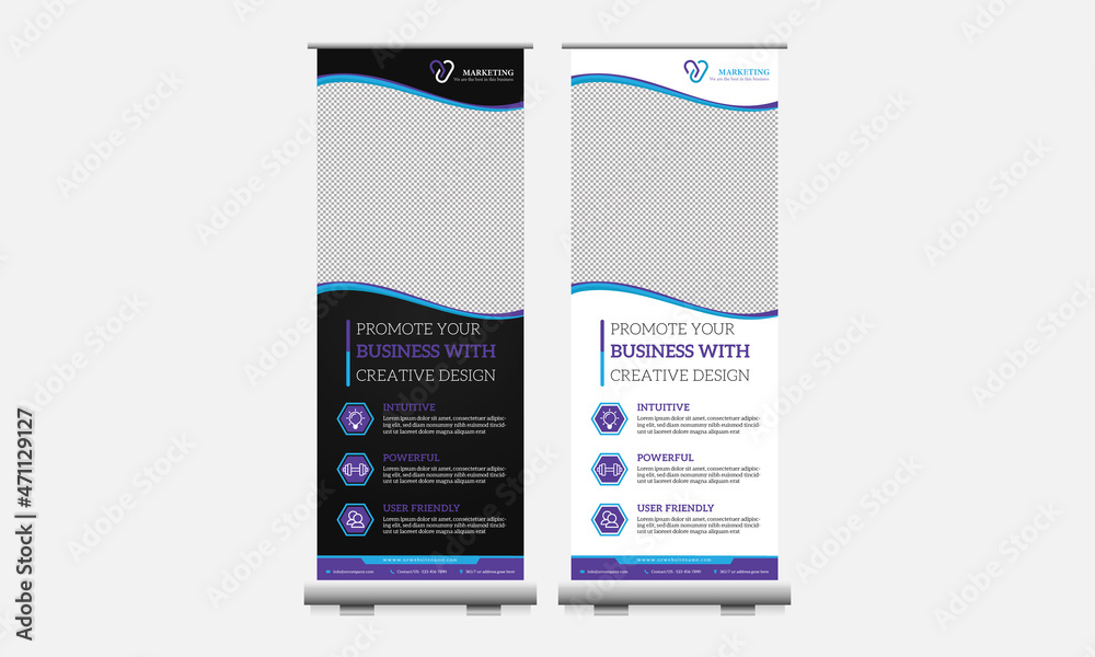 Creative And Modern Roll Up Banner Design, vector and illustration ...