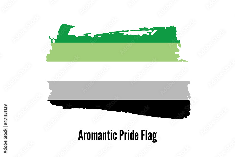 Aromantic Pride flag. Symbol of LGBT community. Hand drawn ink brush ...