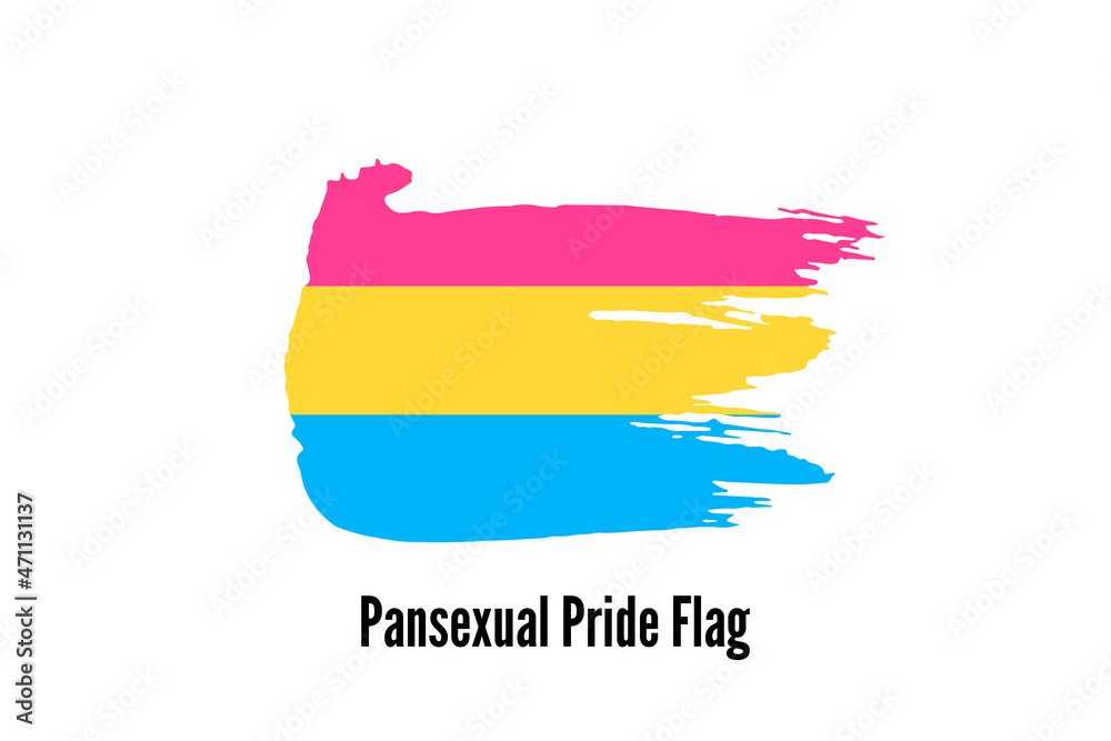 Pansexual Pride flag. Symbol of LGBT community. Hand drawn ink brush ...