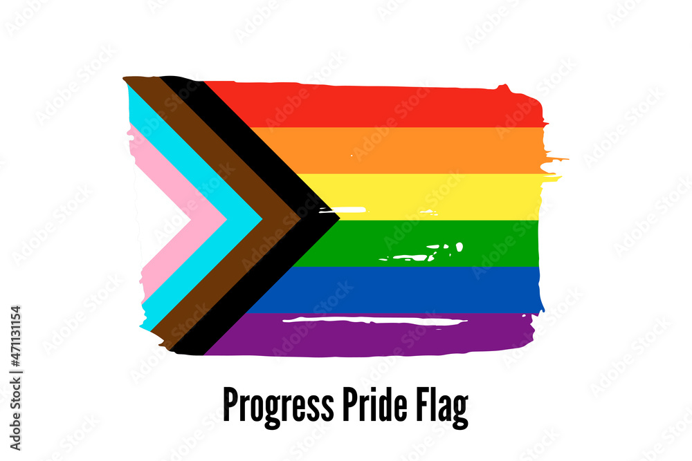 Progress Pride Rainbow Flag Symbol Of Lgbt Community Hand Drawn Ink