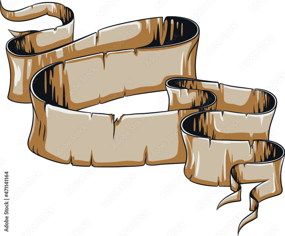 Damaged scroll papyrus isolated vector. Ancient paper document with ...