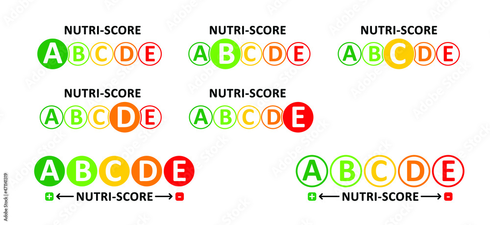 Nutri-score system for health care packaging design. recognizable food ...