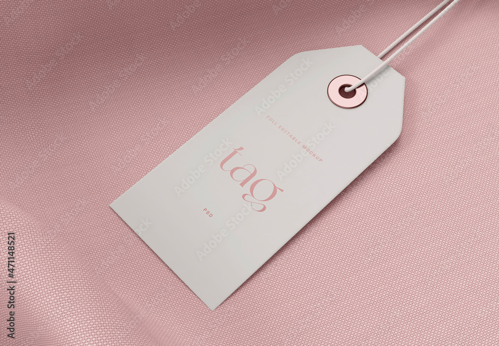 3D Label Tag Mockup on Cloth Stock Template | Adobe Stock