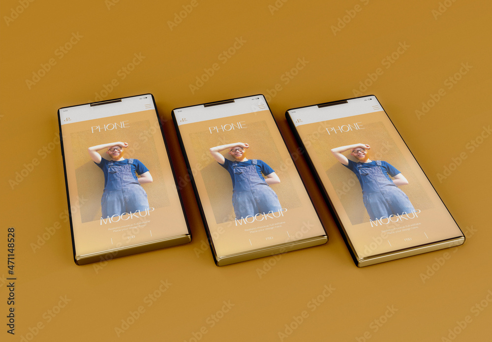 3D Set of Two Smartphone Mockup Stock Template | Adobe Stock