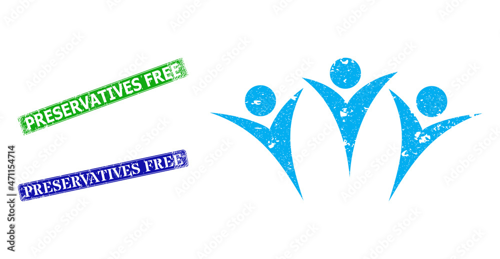 Grunge friends icon and rectangular rubber Preservatives Free stamp ...