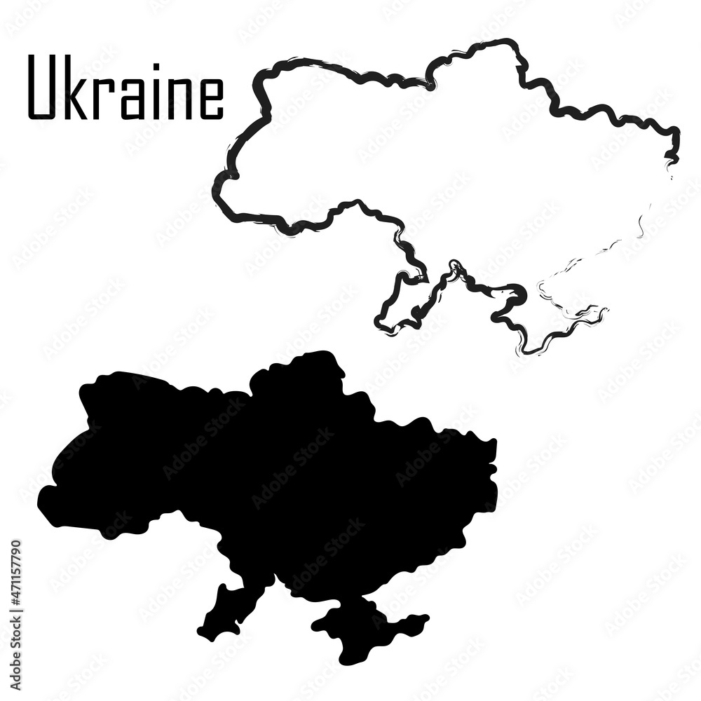 ukraine map black and white vector illustration. map black and white ...