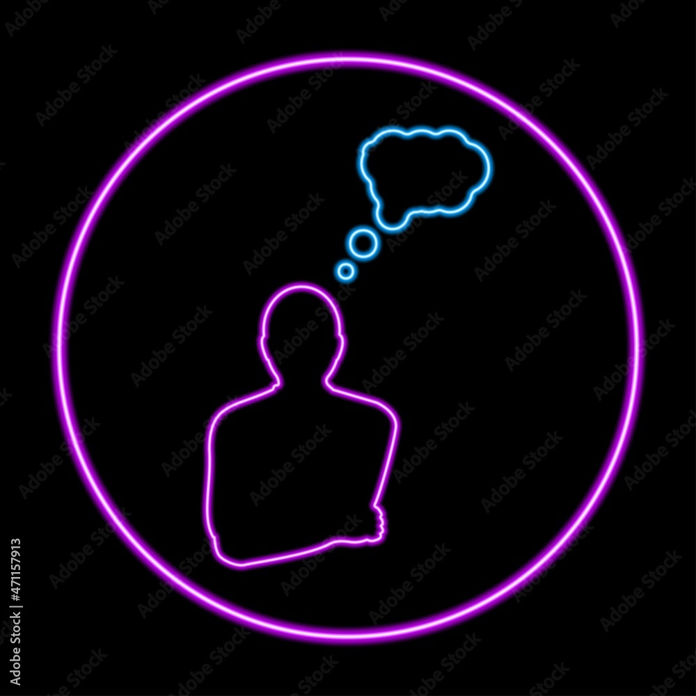 pensive neon sign, modern glowing banner design, colorful modern design ...