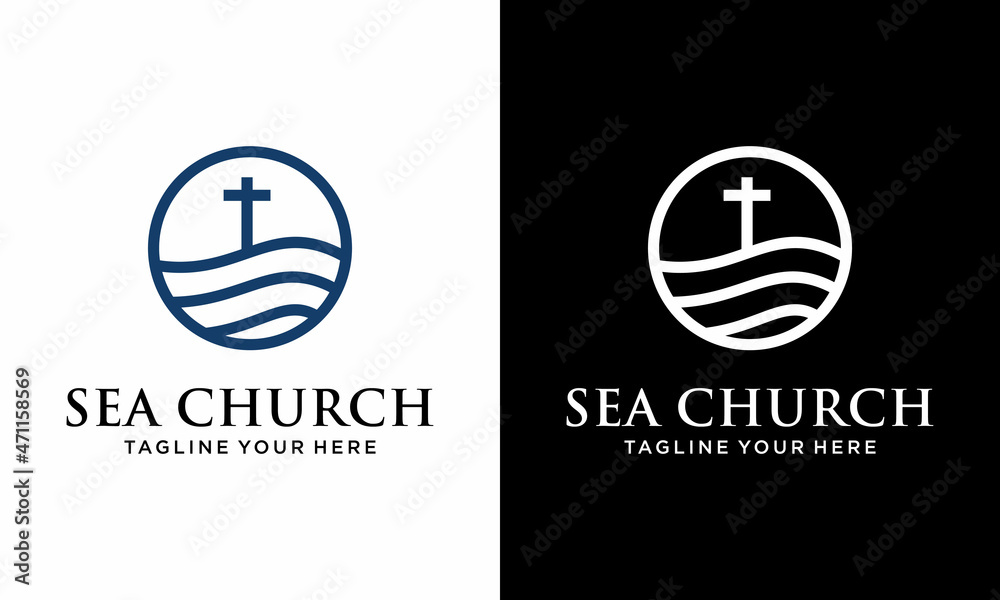 cross and wave icon christian symbol design element vector eps 10, on a ...