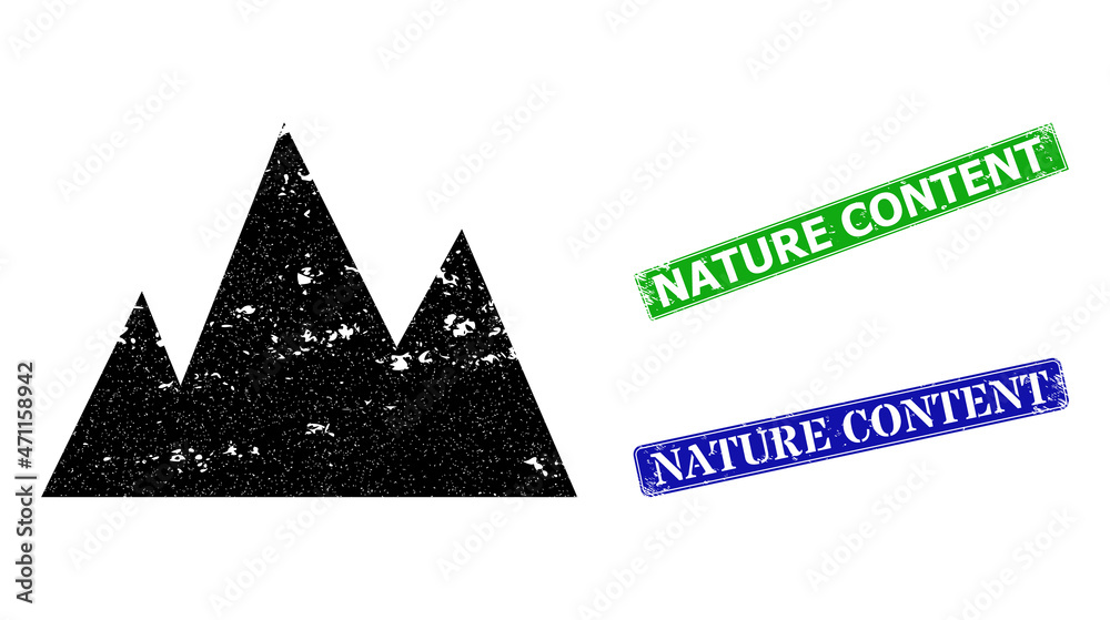 Vecteur Stock Grunge mountains icon and rectangle rubber Nature Content ...