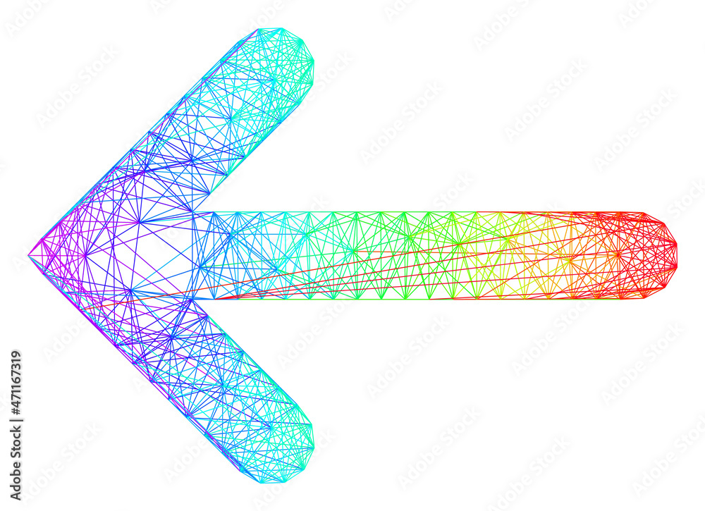 Spectrum vibrant wire frame left arrow. Geometric wire frame flat ...