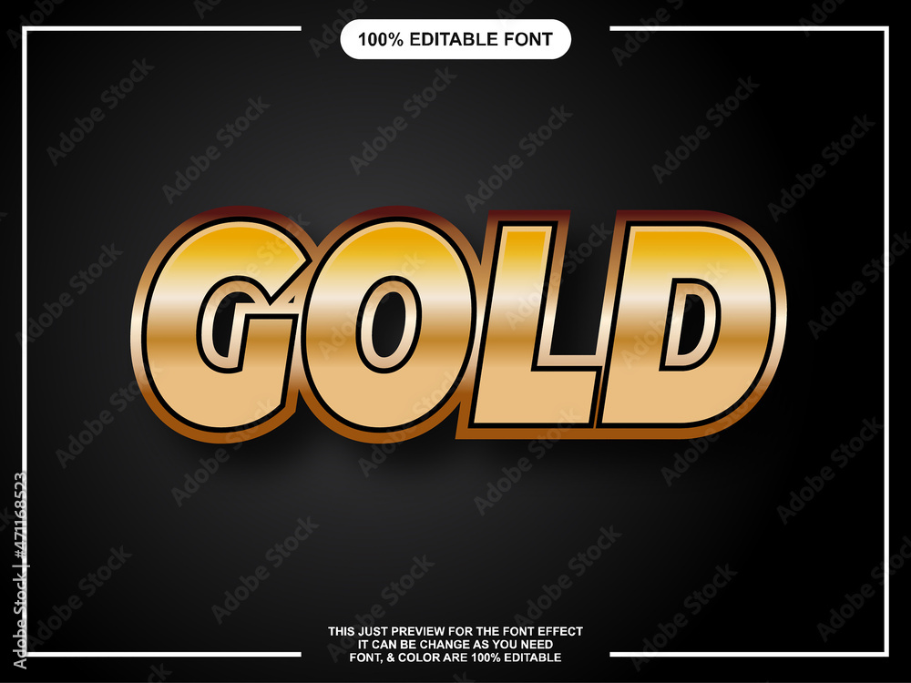 Bold Gold Font Effect For Illustrator Editable Graphic Style Text ...