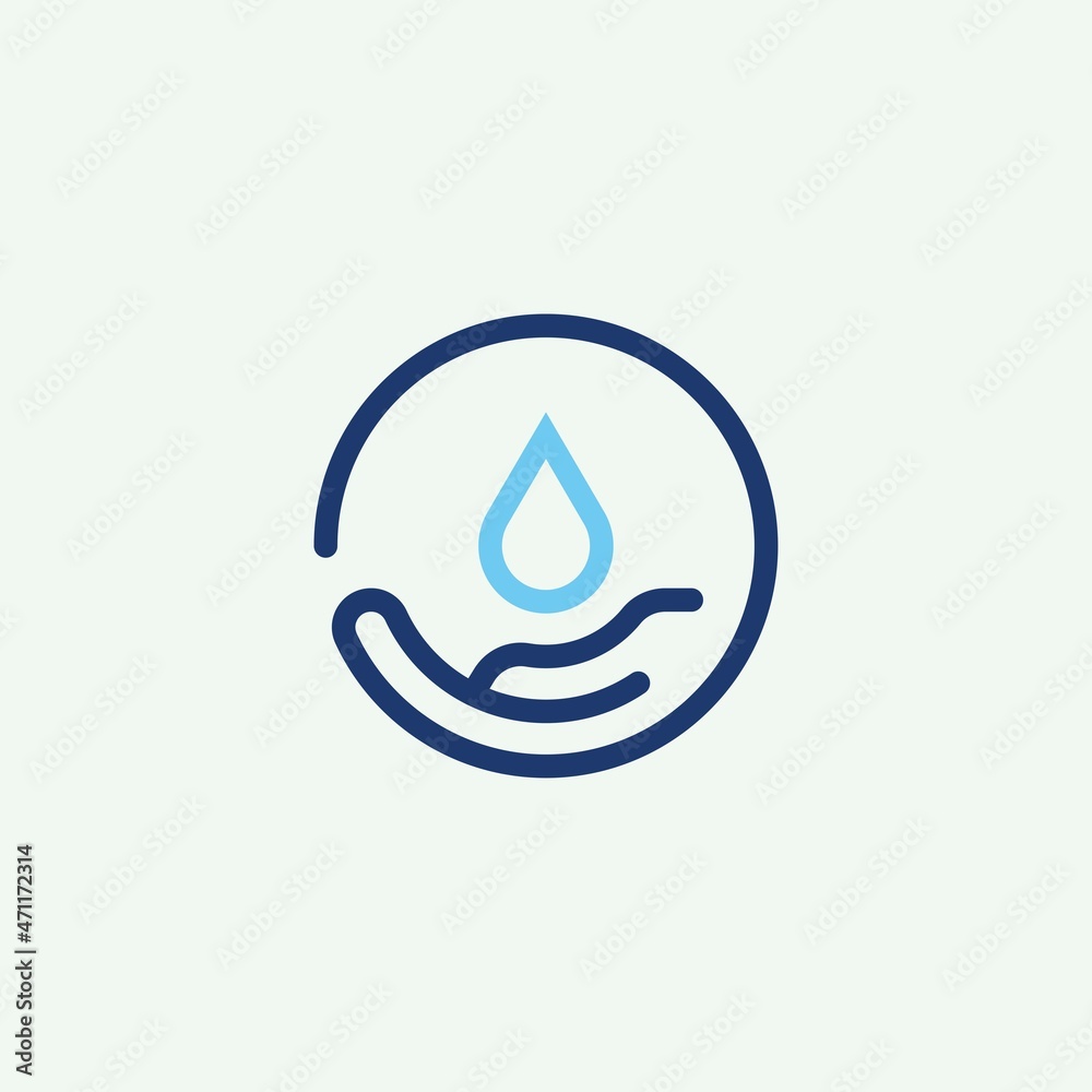 Save water logo design inspiration vector template. Hand with water ...
