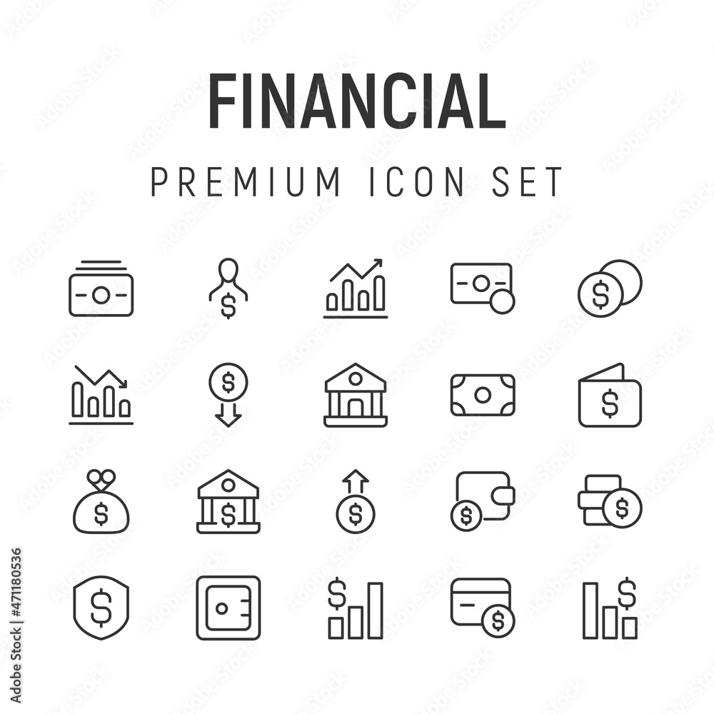 Stroke vector financial line icons. Stock-Vektorgrafik | Adobe Stock