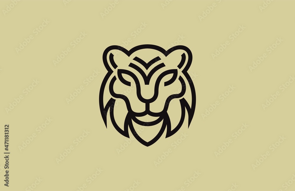 Bengal Tiger Head Outline Logo Stock Vector | Adobe Stock