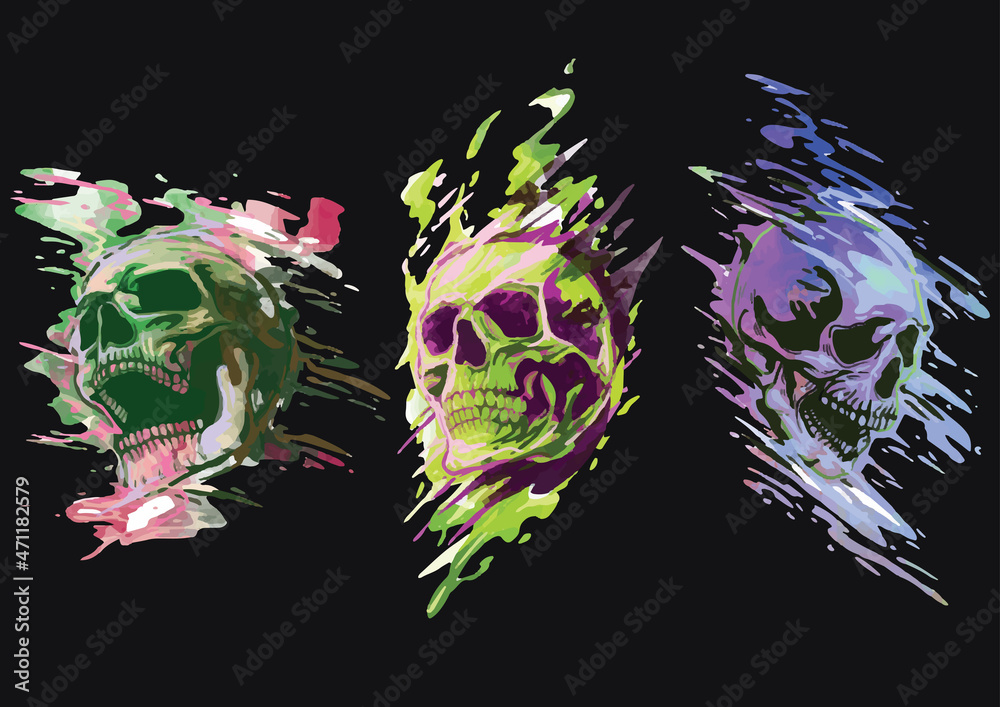 abstract skull pack, printable graphic for your project, available on ...