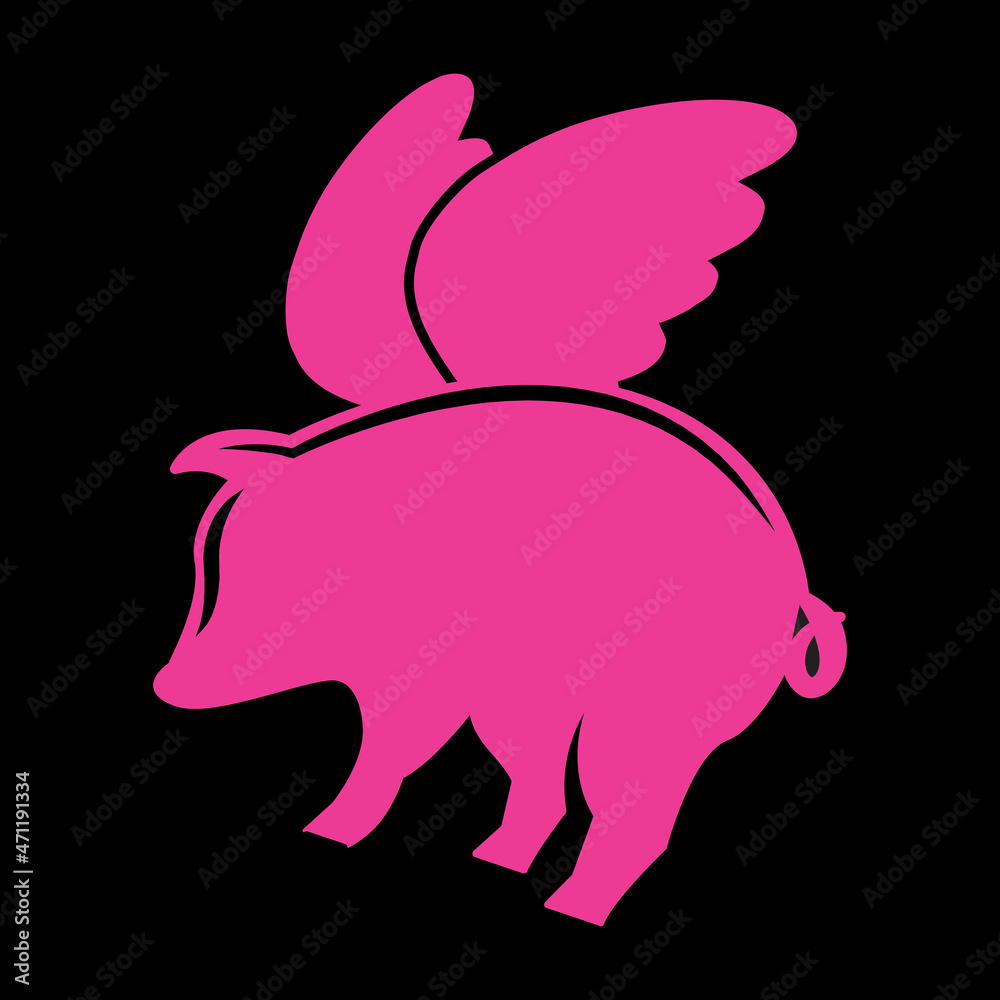 Pig fly logo design. Pig vector. Pig symbol. Stock Vector | Adobe Stock