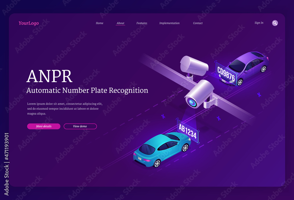ANPR Technology Isometric Landing Page Automatic Number Plates 