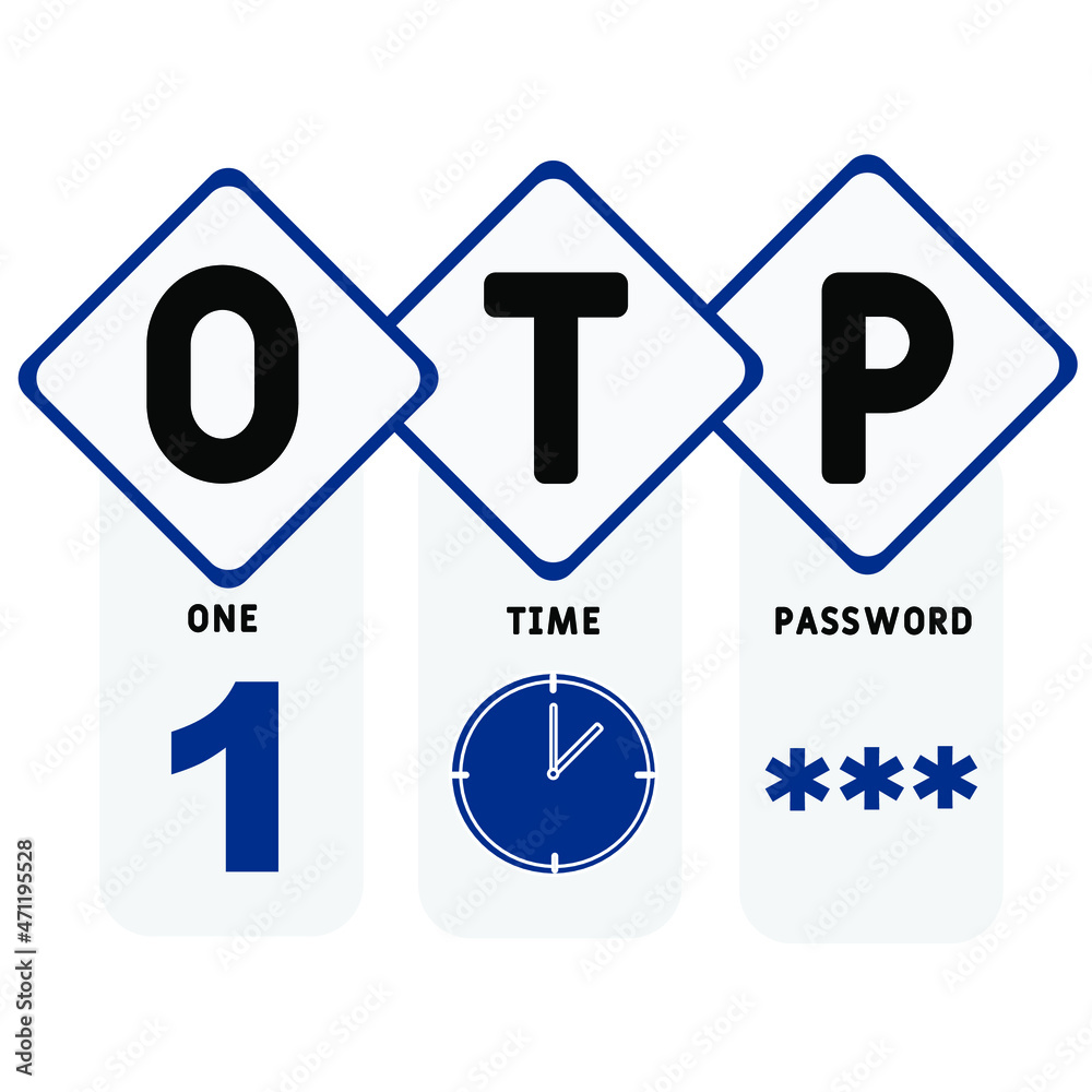 OTP - One Time Password acronym. business concept background. vector ...