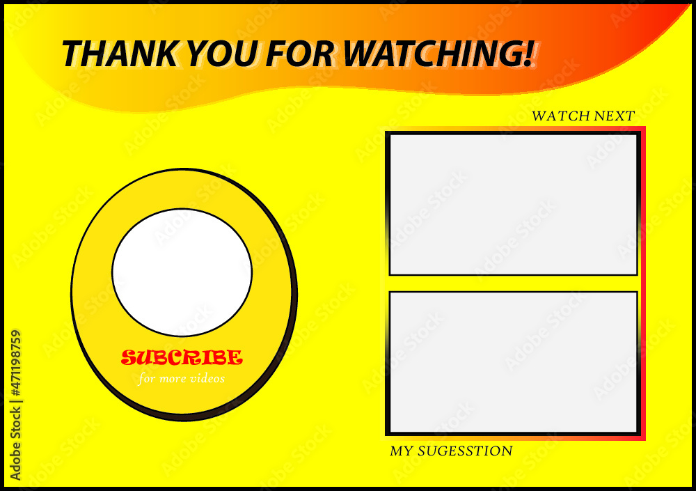 Youtube End Screen with yellow design and yellow lines. Youtube ...