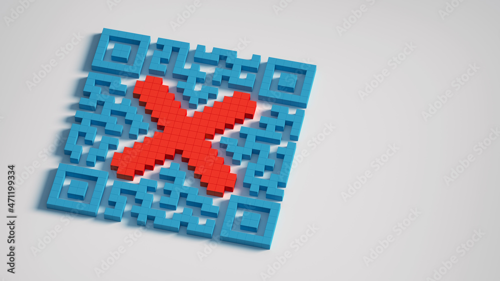 QR code on a white background - Rejected. Negative virus test. 3d ...