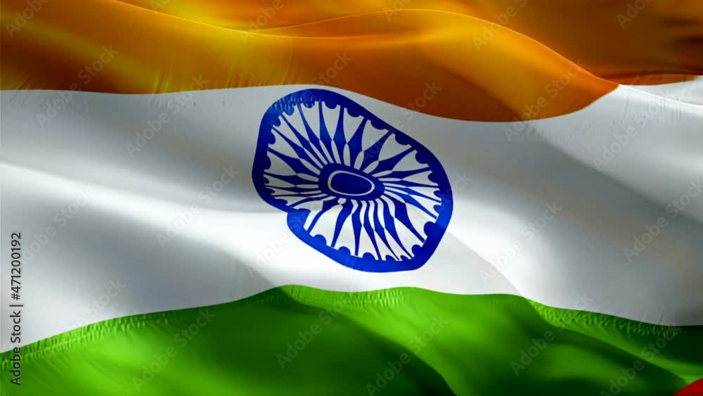 Indian flag. 3d India flag waving video. Sign of India seamless loop ...