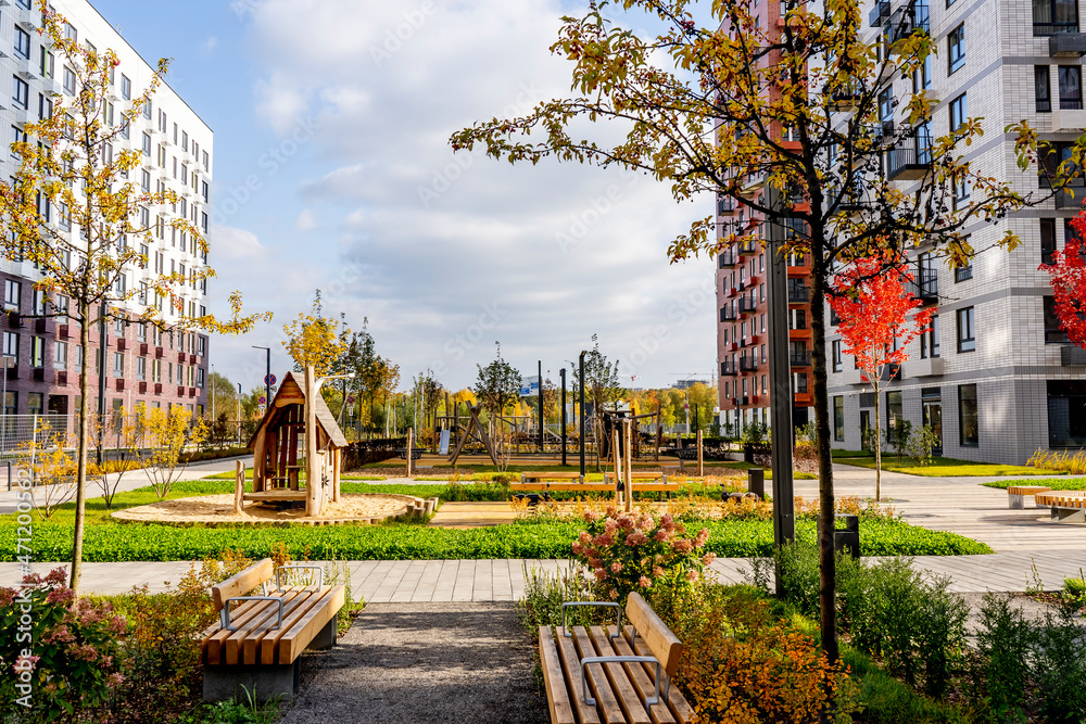 Beautiful multi colorful building of new modern residential area for ...