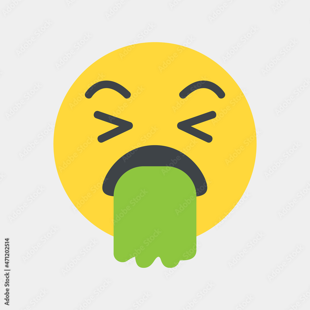Puke emoji icon vector illustration in flat style, use for website ...