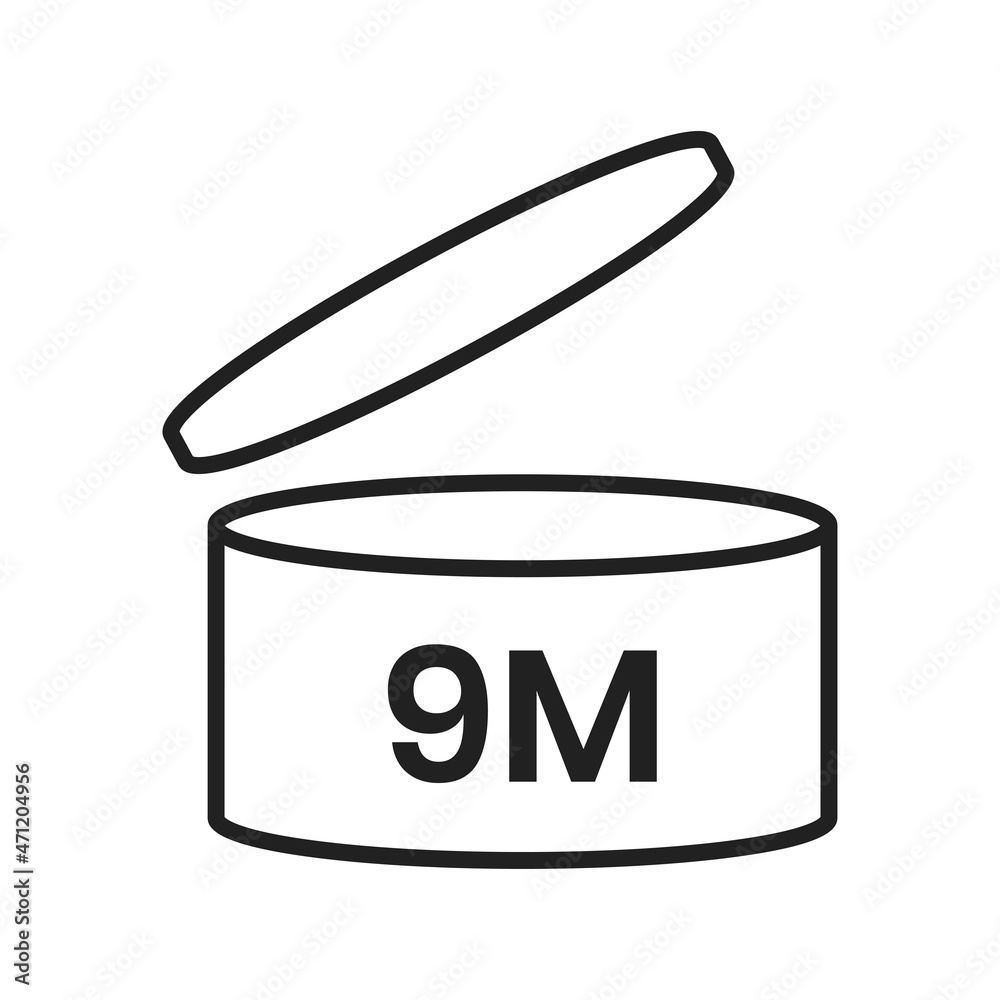 9m period after open pao icon sign flat style design vector illustration isolated on white ...