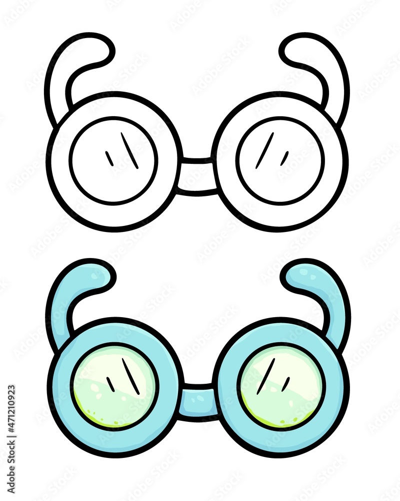 Vector illustration of cute blue color glasses on the white background ...