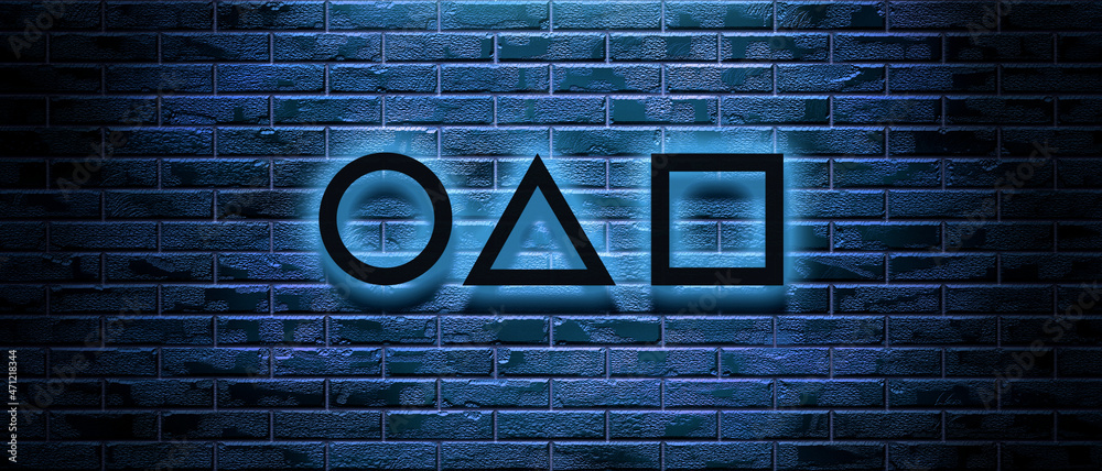 Simple square, circle, triangle for game logo design vector. Glowing ...