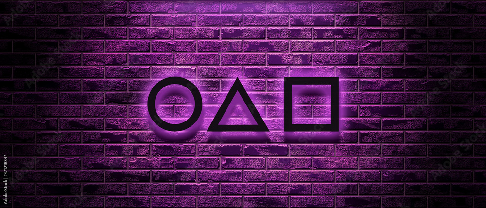 Simple square, circle, triangle for game logo design vector. Glowing ...