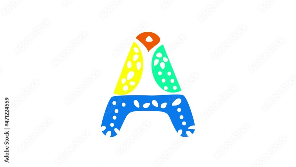 Letter A isolated on clear White background. 4K video. Animated cartoon ...