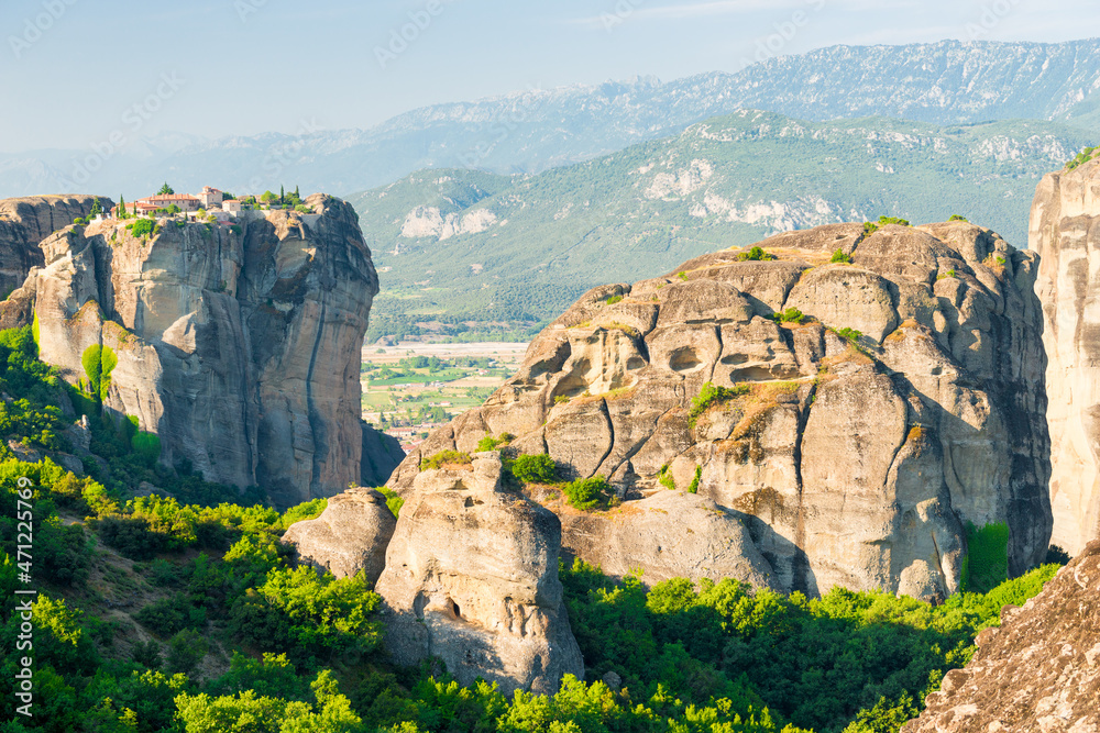 beautiful complex of Meteora monasteries built on rocks, Thessaly ...