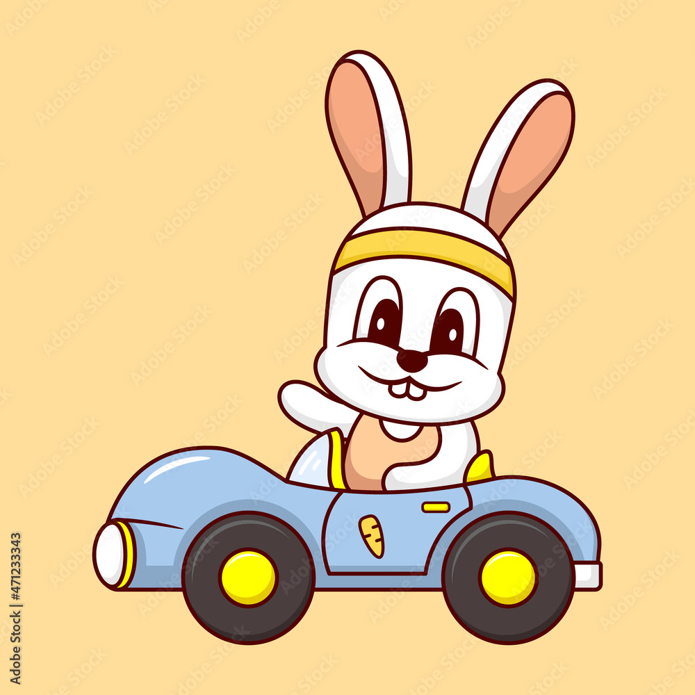Cute Rabbit Driving Car Cartoon Vector Icon Illustration. Animal ...