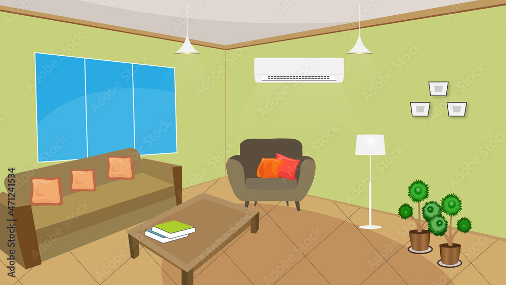 Living room interior design with furniture Free Vector Stock Vector ...