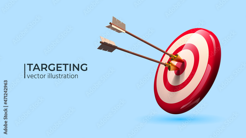 Vetor de Targeting the business concept. Realistic 3d design red target ...
