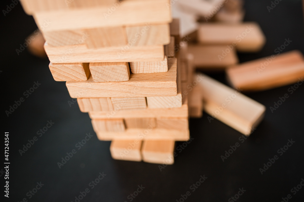 Education, risk, development and growth concept. jenga game. The ...