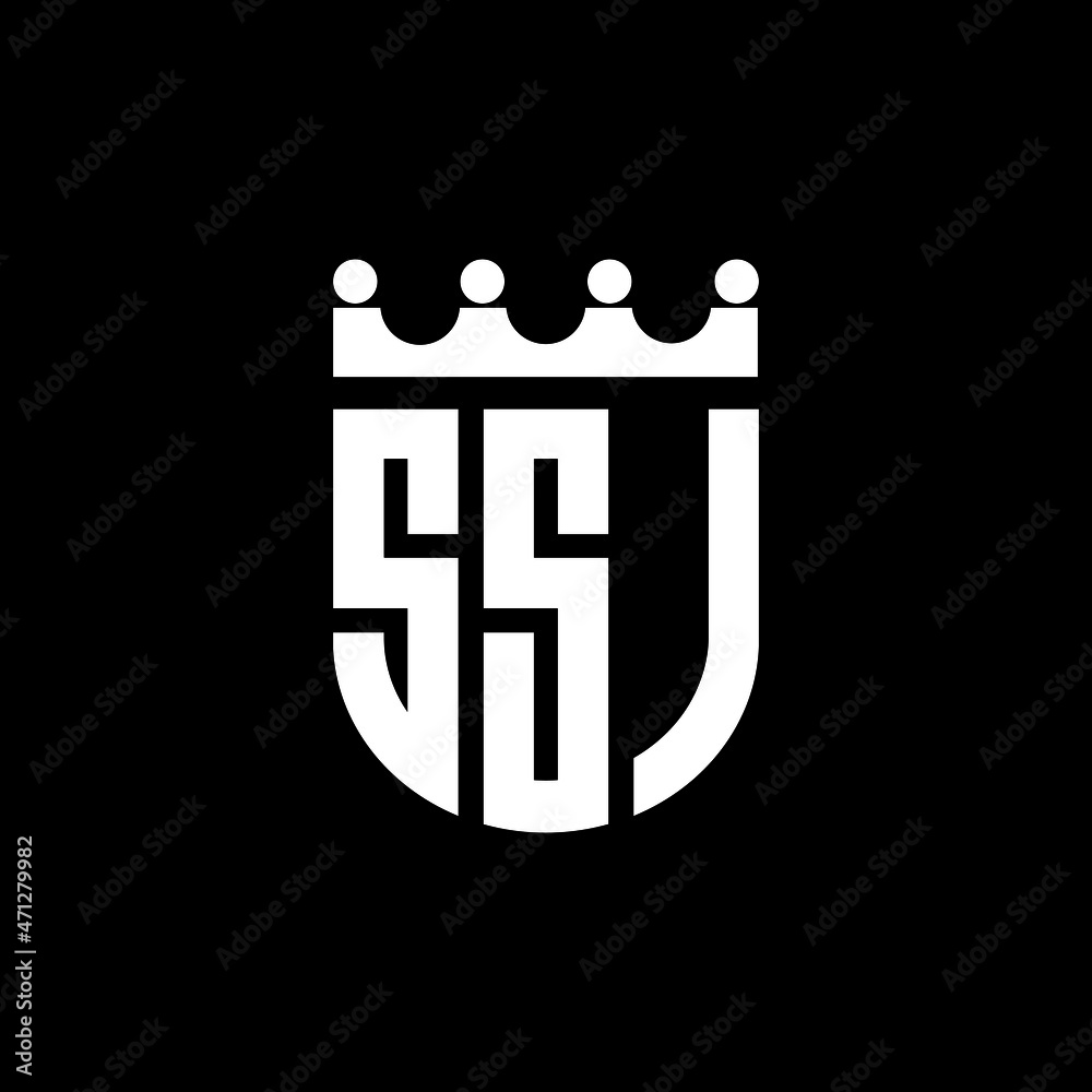 SSJ letter logo design with black background in illustrator, vector ...