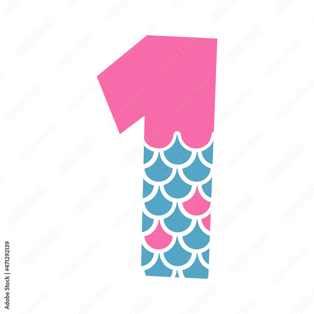 Numbers, 1, one, Mermaid, birthday, cute, childhood, newborn, for kids ...