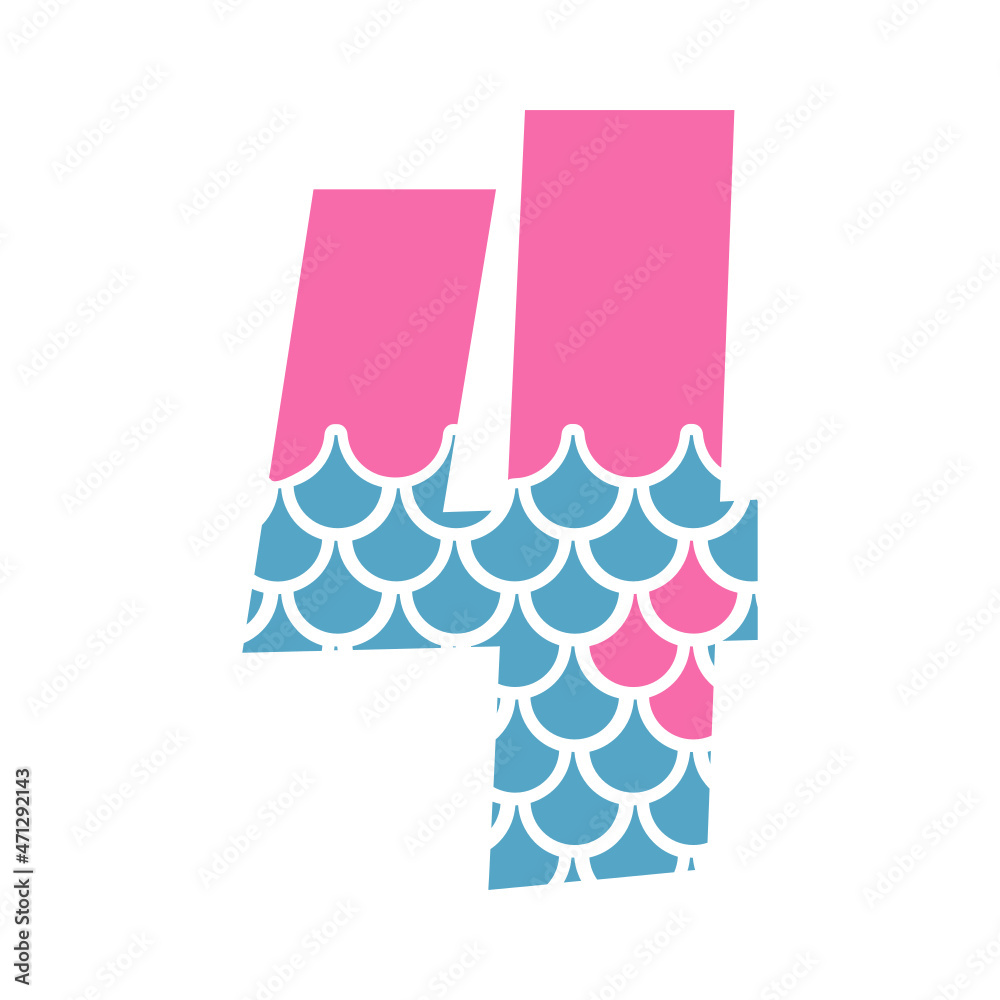 Numbers, 4, four, Mermaid, birthday, cute, childhood, newborn, for kids ...
