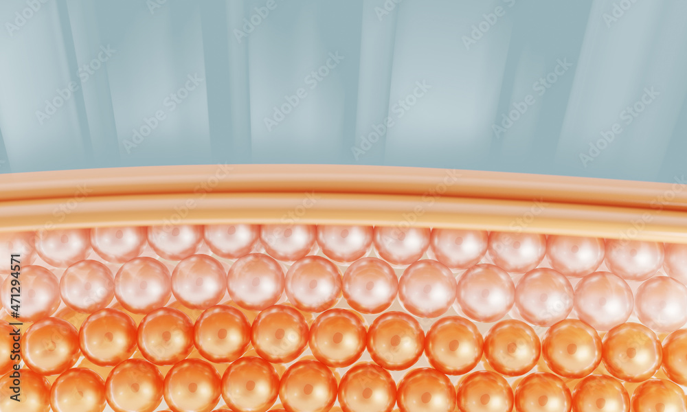 3d skin layer of the skin cell, cell microscope. skin up. 3d rendering ...